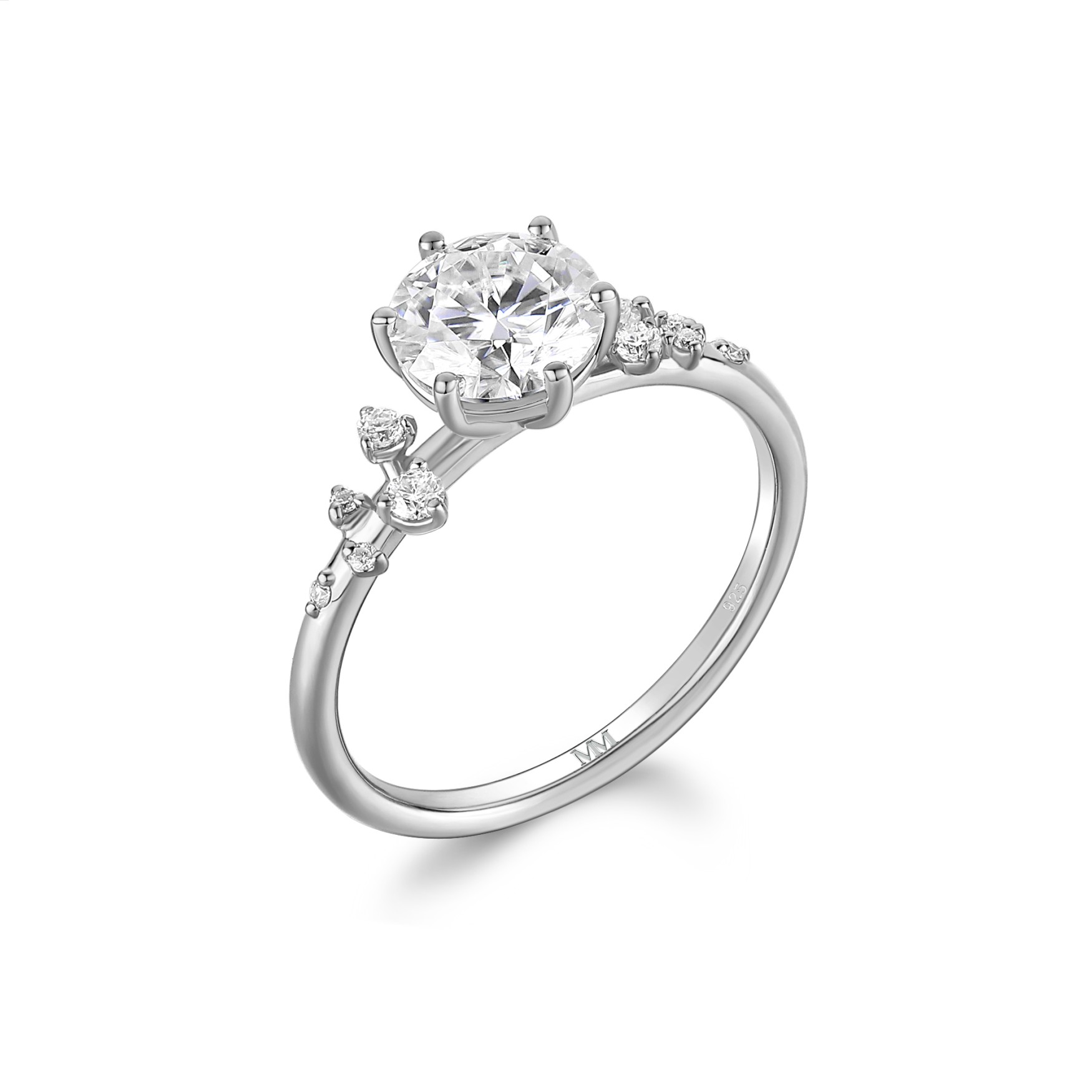 Aurora - Moissanite Ring With Minimalistic Side Stones
