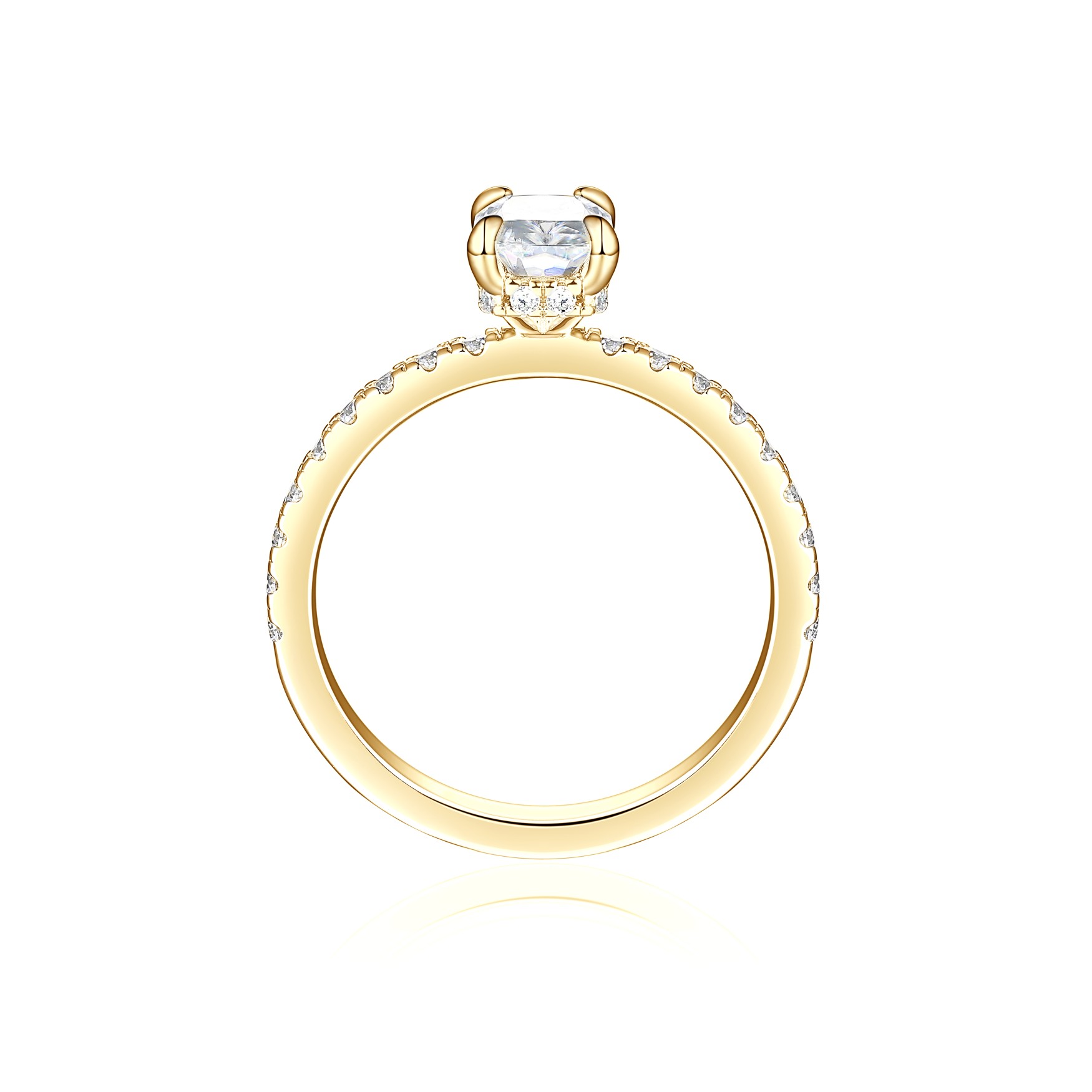 Astra - Radiant Moissanite Ring with Pavé & Hidden Halo